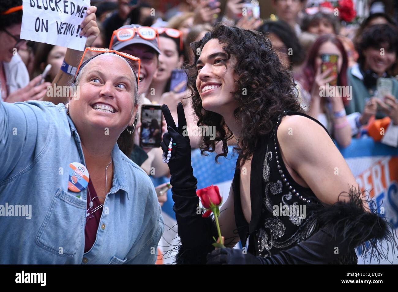 Conan Gray poses with fans between performances on NBC's 'Today' show ...