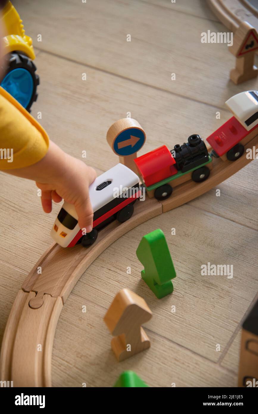Child playing with wagon hi-res stock photography and images - Alamy