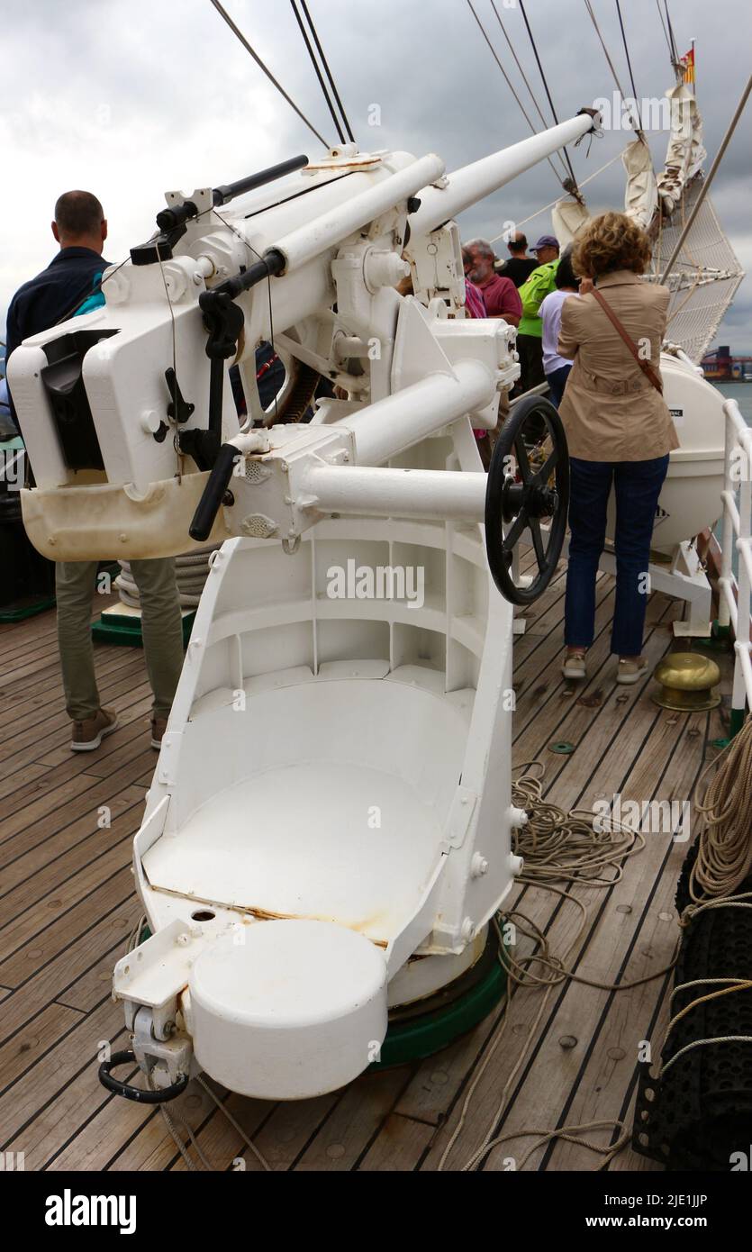 One of two white 37 mm BAZAN mountings used for gun salutes on the ...