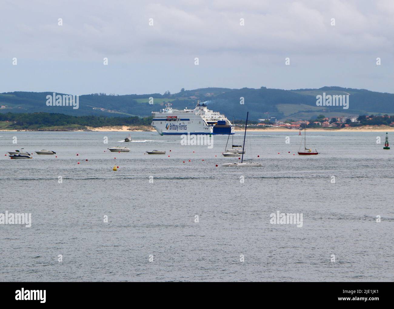 The Santander to Portsmouth Brittany ferries ferry Galicia leaving the port of Santander ...