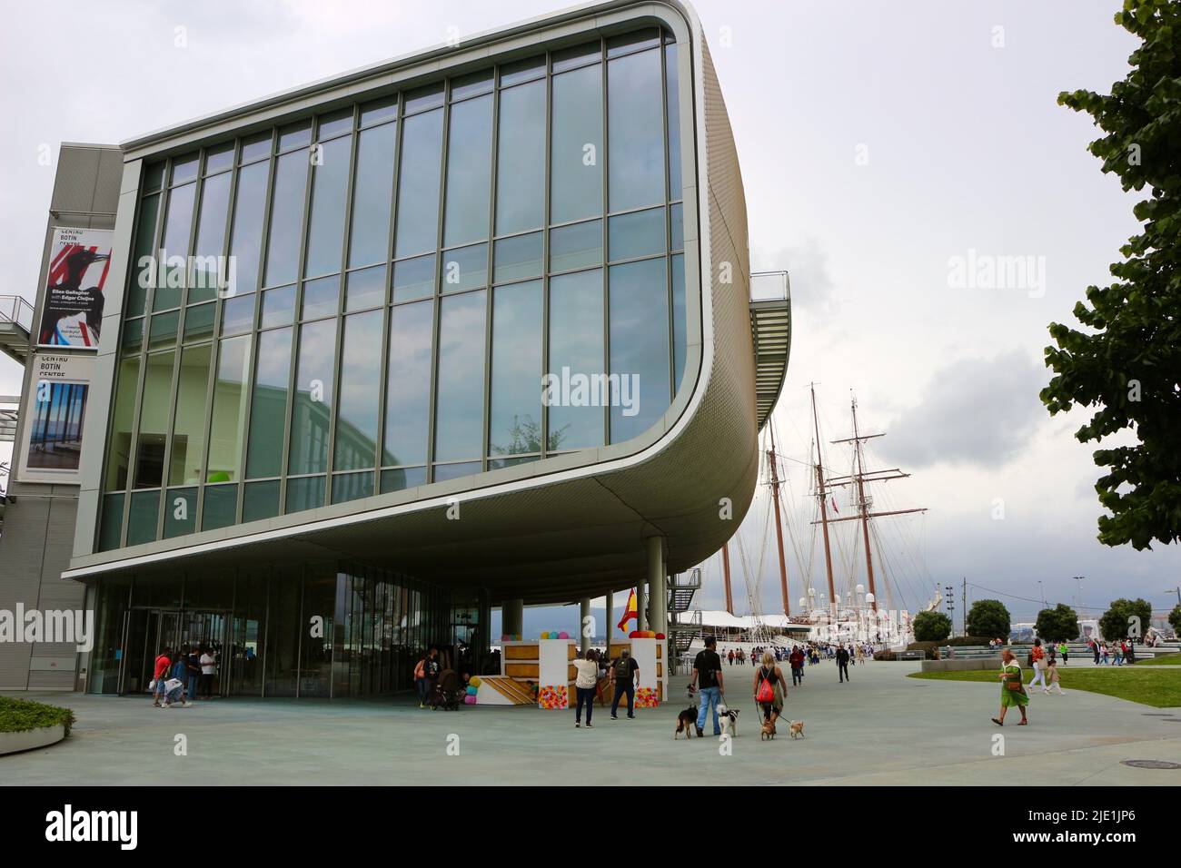 The Botin arts centre with JUAN SEBASTIÁN DE ELCANO of the Maritime ...