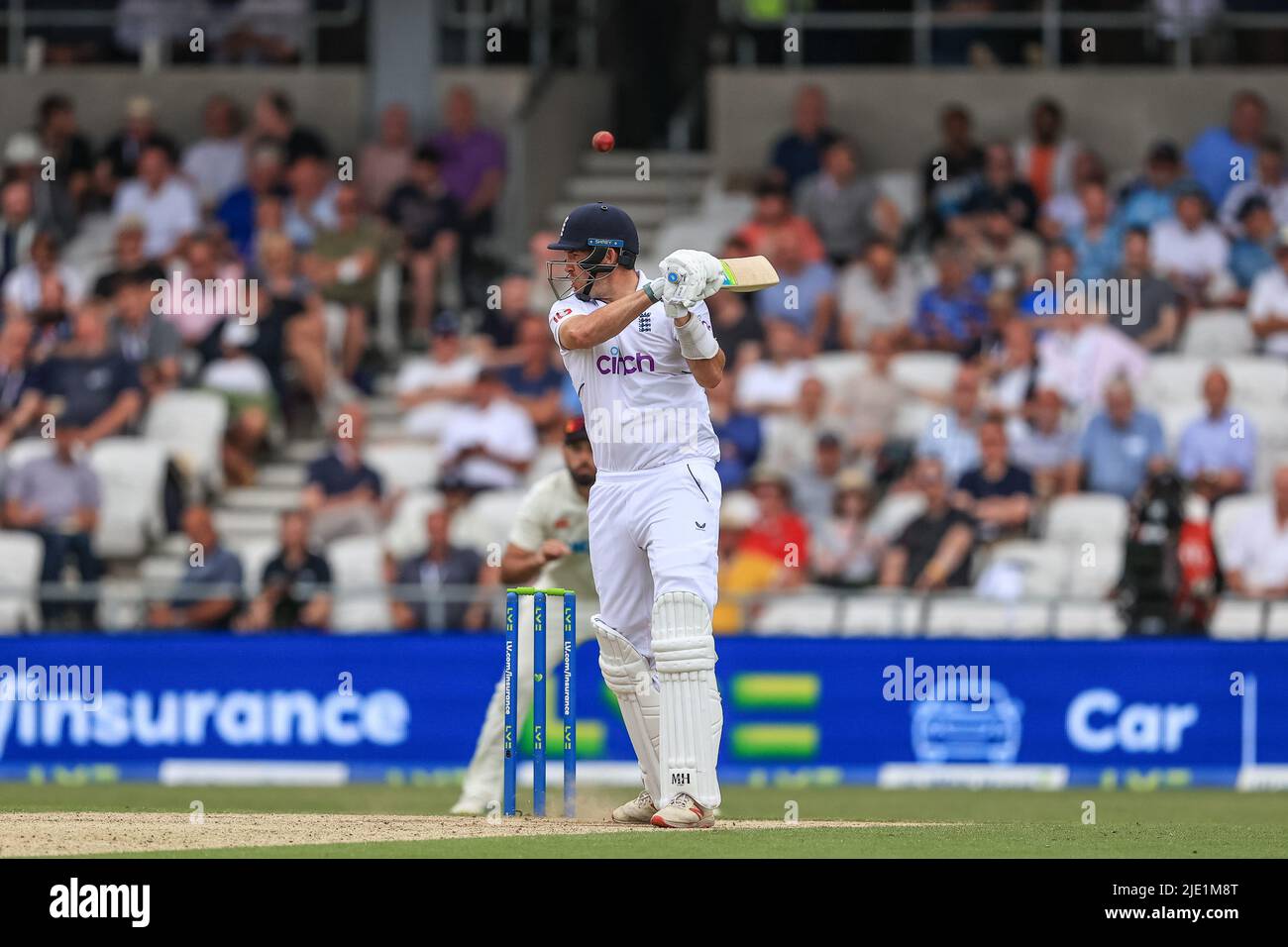 Jamie Overton of England hits yet another boundary, four Stock Photo ...