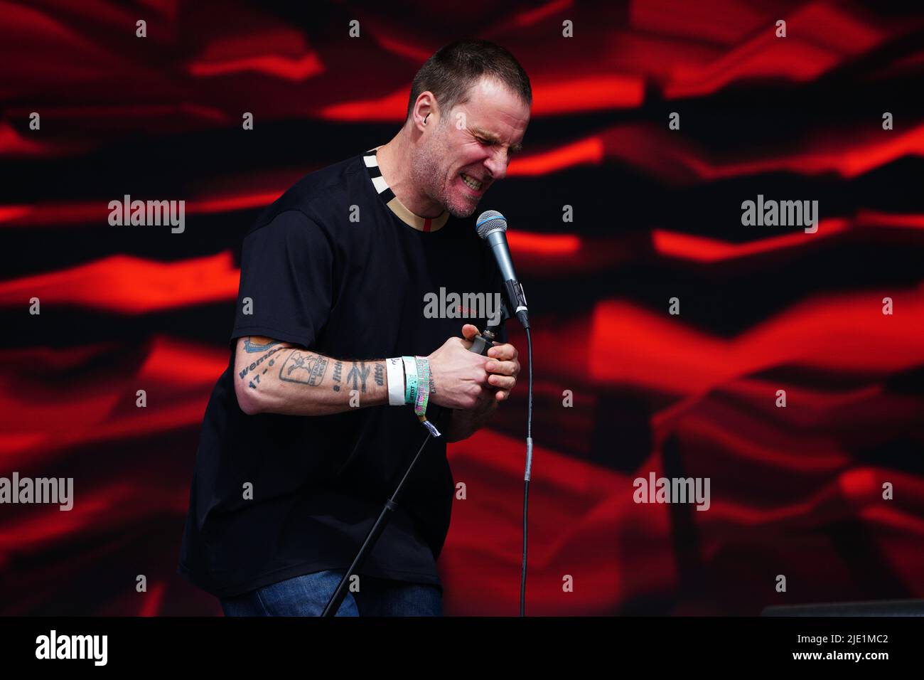 Jason Williamson of Sleaford Mods performs during the Glastonbury ...