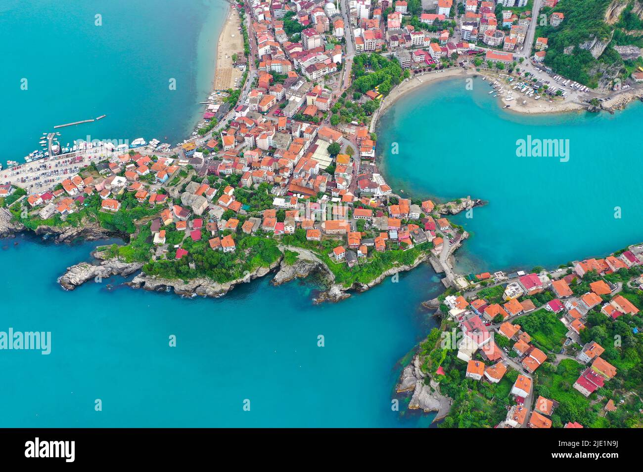 Beautiful cityscape on the mountains over Black-sea, Amasra. Amasra ...
