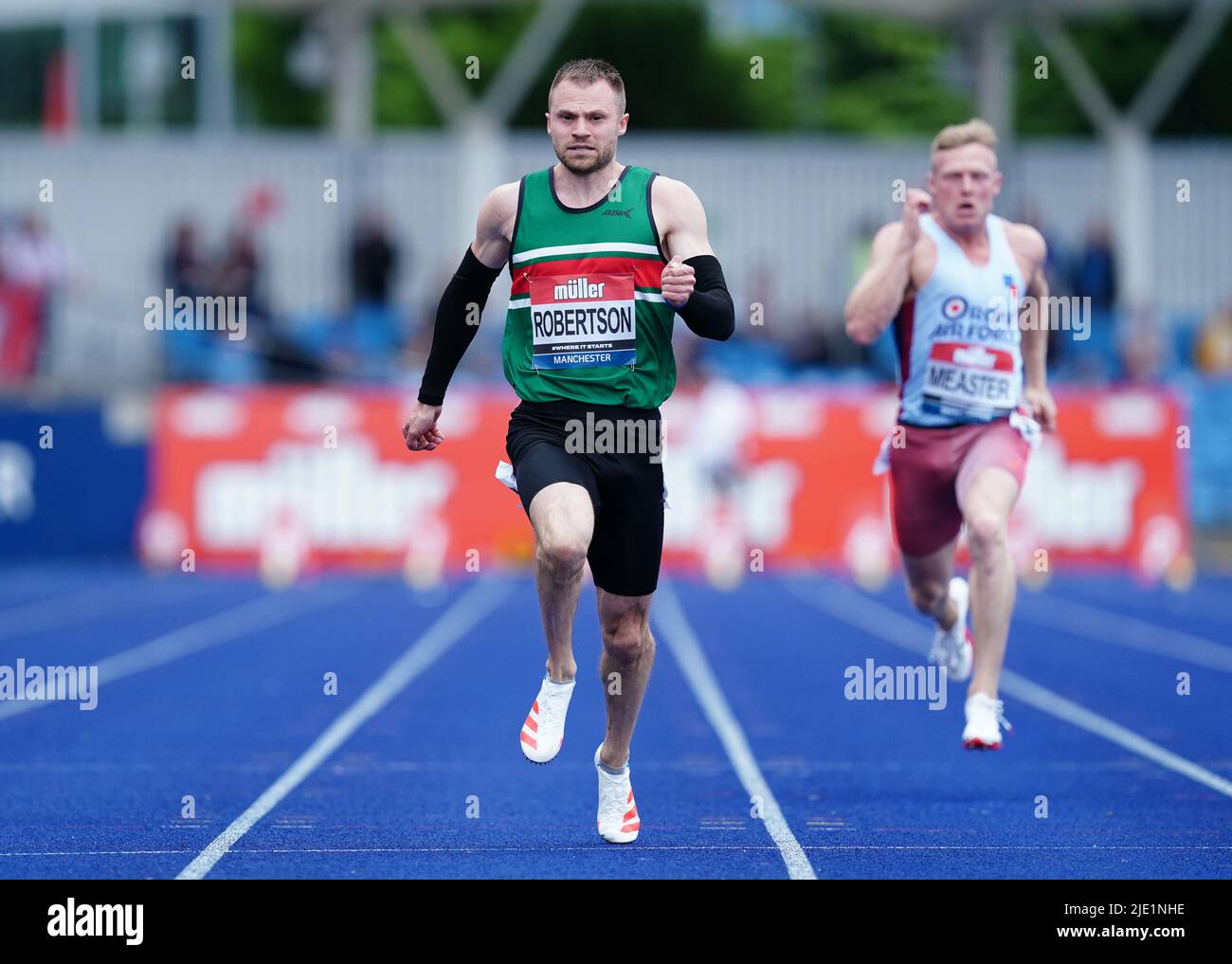 Andrew Robertson in the Men's 100m Heats during day one of the Muller ...