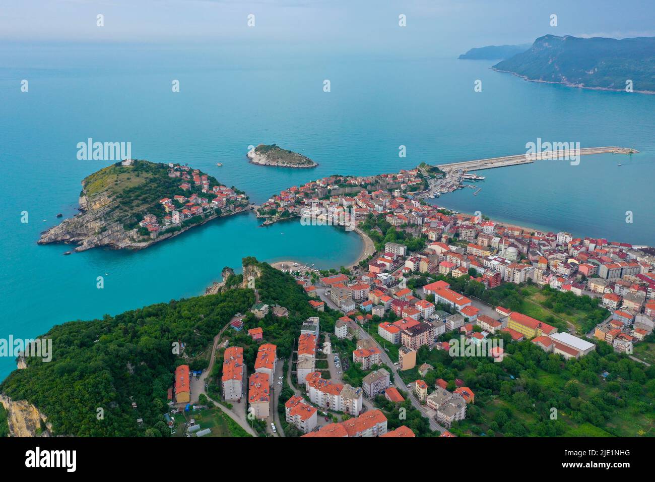 Beautiful cityscape on the mountains over Black-sea, Amasra. Amasra ...