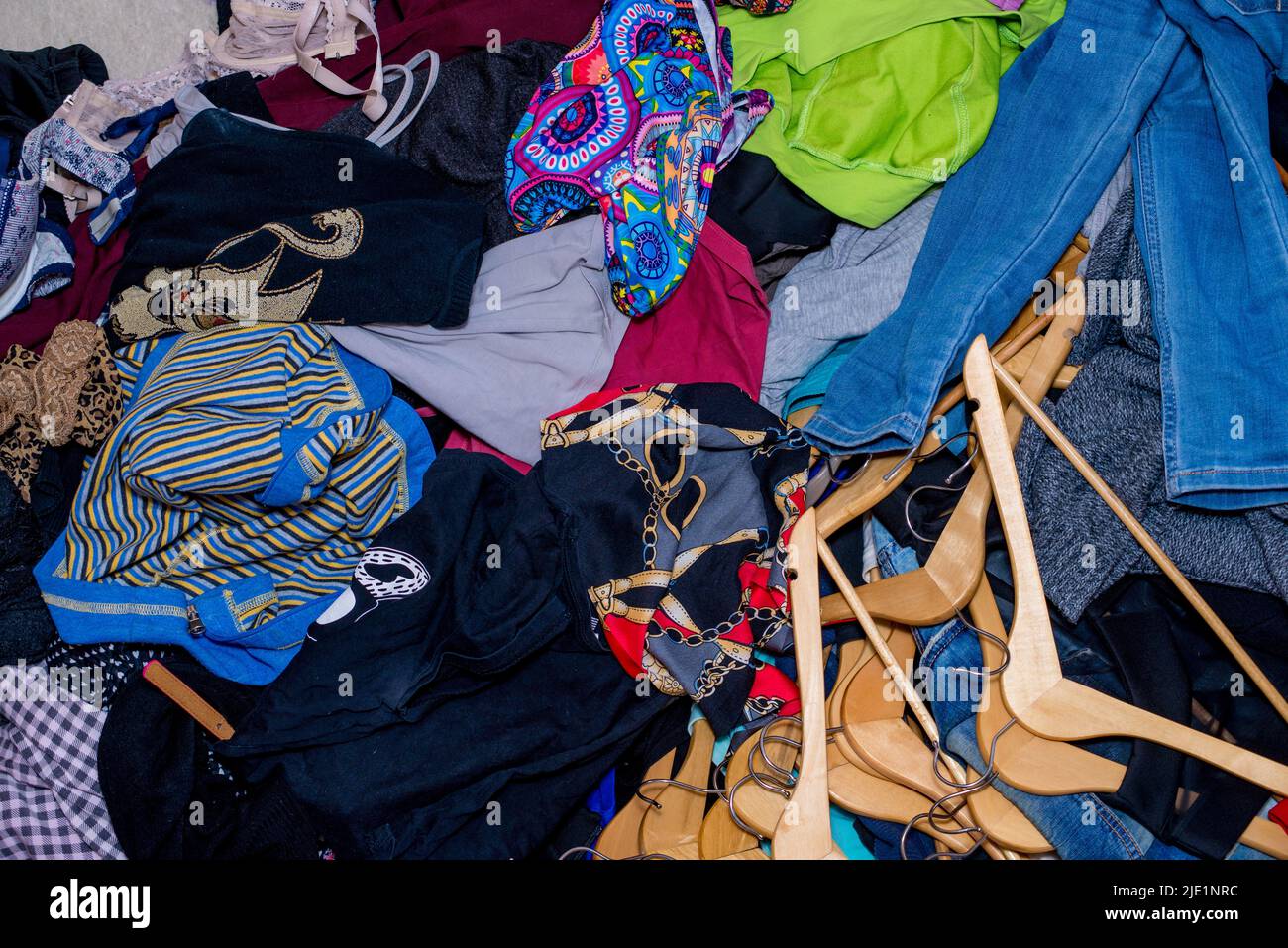 Pile of clothes fitting room hi-res stock photography and images - Alamy