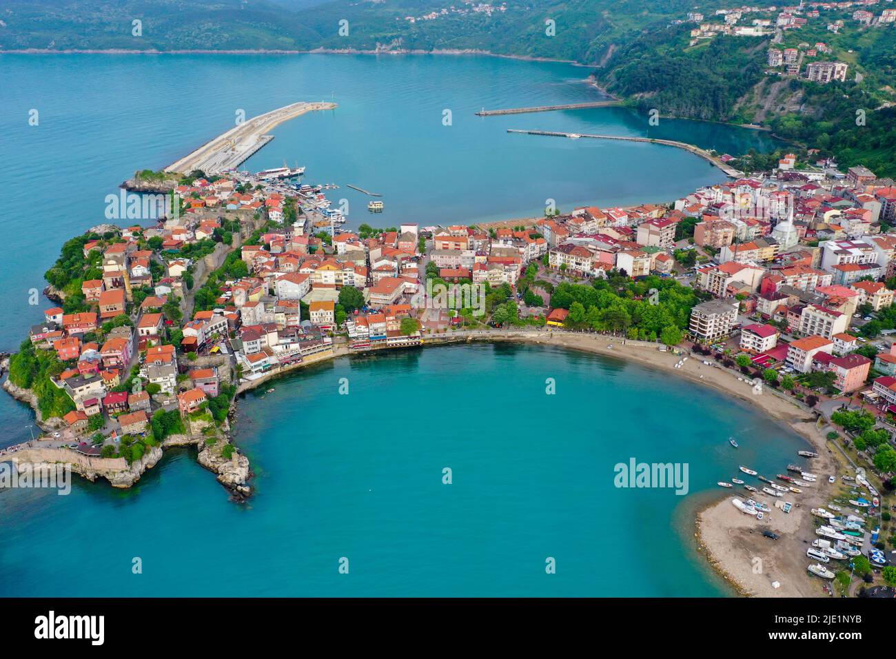 Beautiful cityscape on the mountains over Black-sea, Amasra. Amasra ...