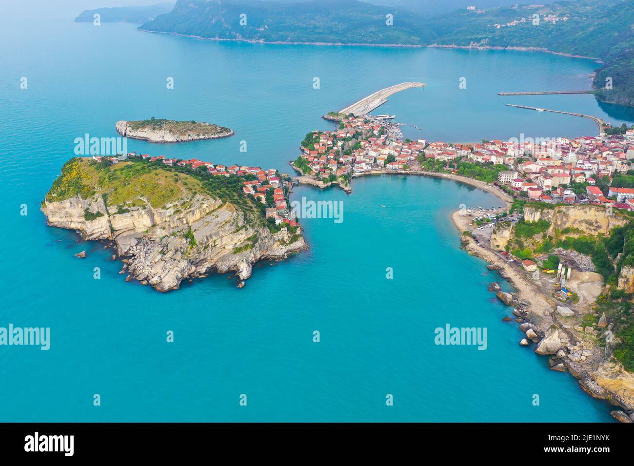 Beautiful cityscape on the mountains over Black-sea, Amasra. Amasra ...