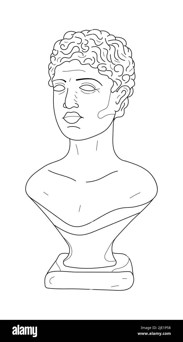 Greek goddess vector in line art style. Greek ancient statue outline ...