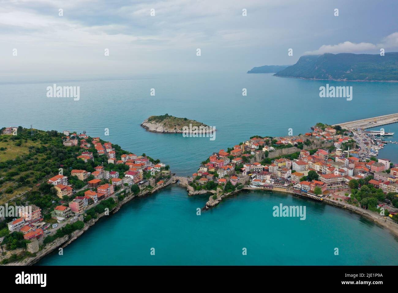 Beautiful cityscape on the mountains over Black-sea, Amasra. Amasra ...