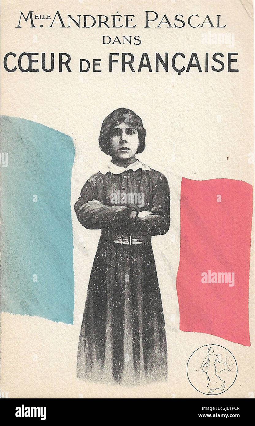 Portrait of Andrée Pascal in Coeur de Française (1916) - French silent ...