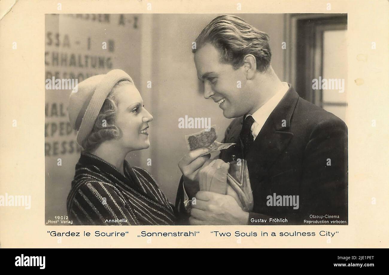 Portrait of Annabella and Gustav Fröhlich in Sonnenstrahl (1933) - German weimar era cinema ...
