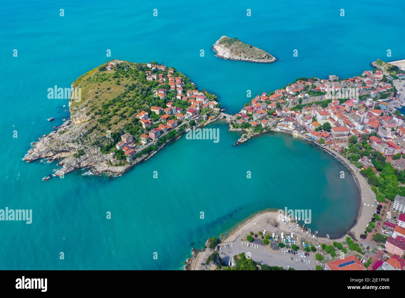 Beautiful cityscape on the mountains over Black-sea, Amasra. Amasra ...