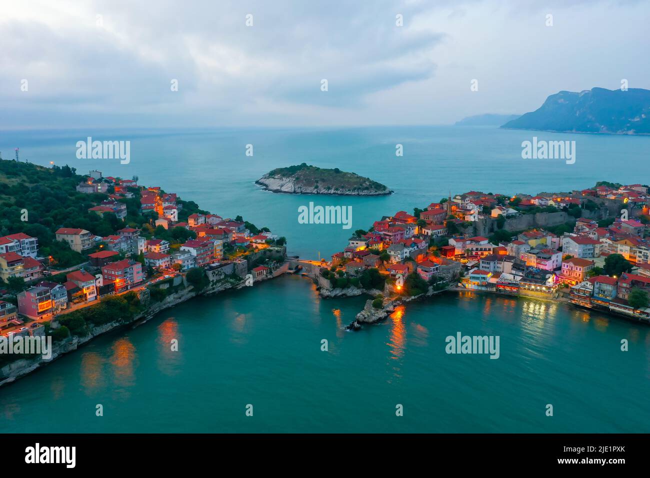 Beautiful cityscape on the mountains over Black-sea, Amasra. Amasra ...