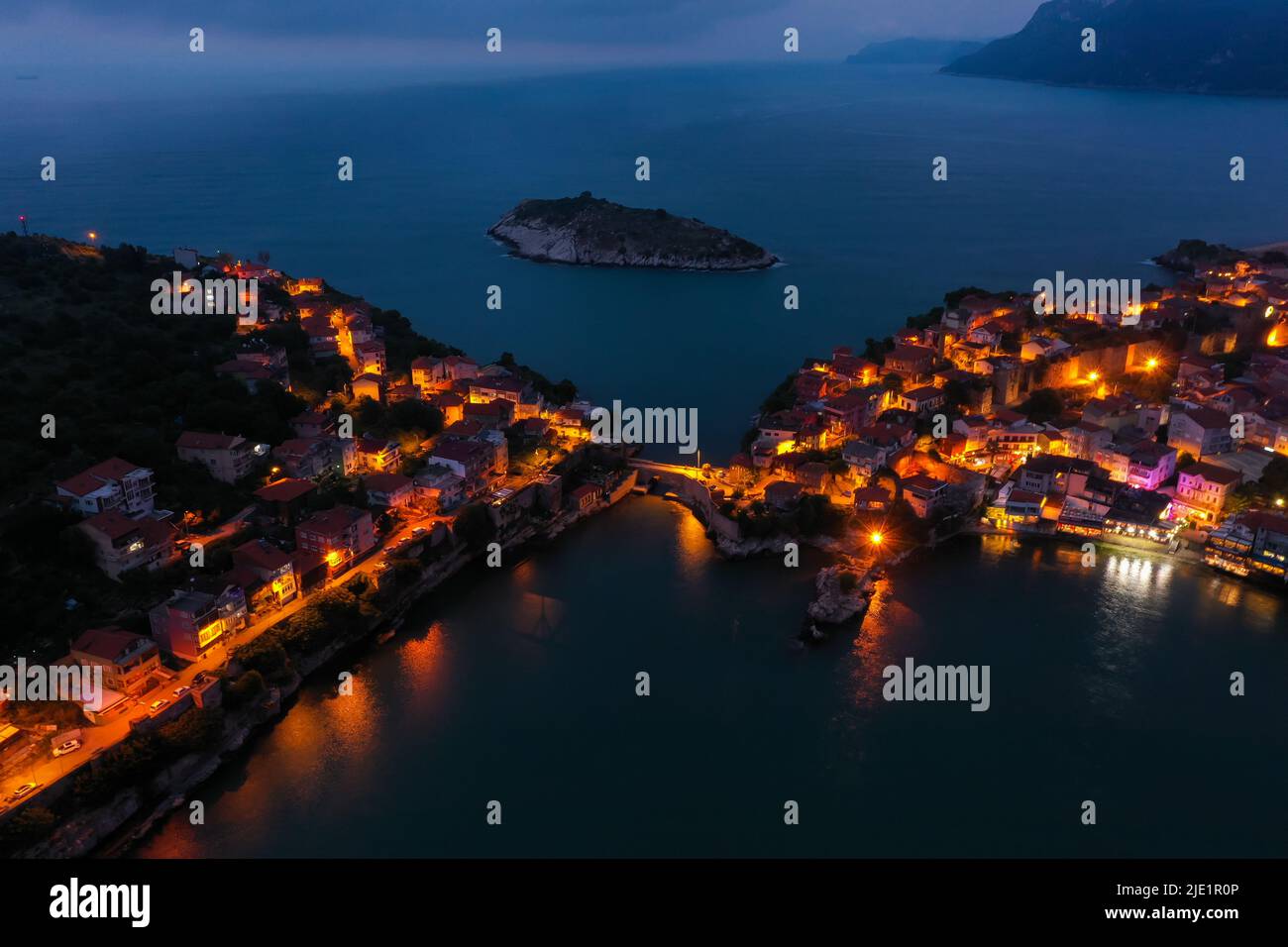 Beautiful cityscape on the mountains over Black-sea, Amasra. Amasra ...