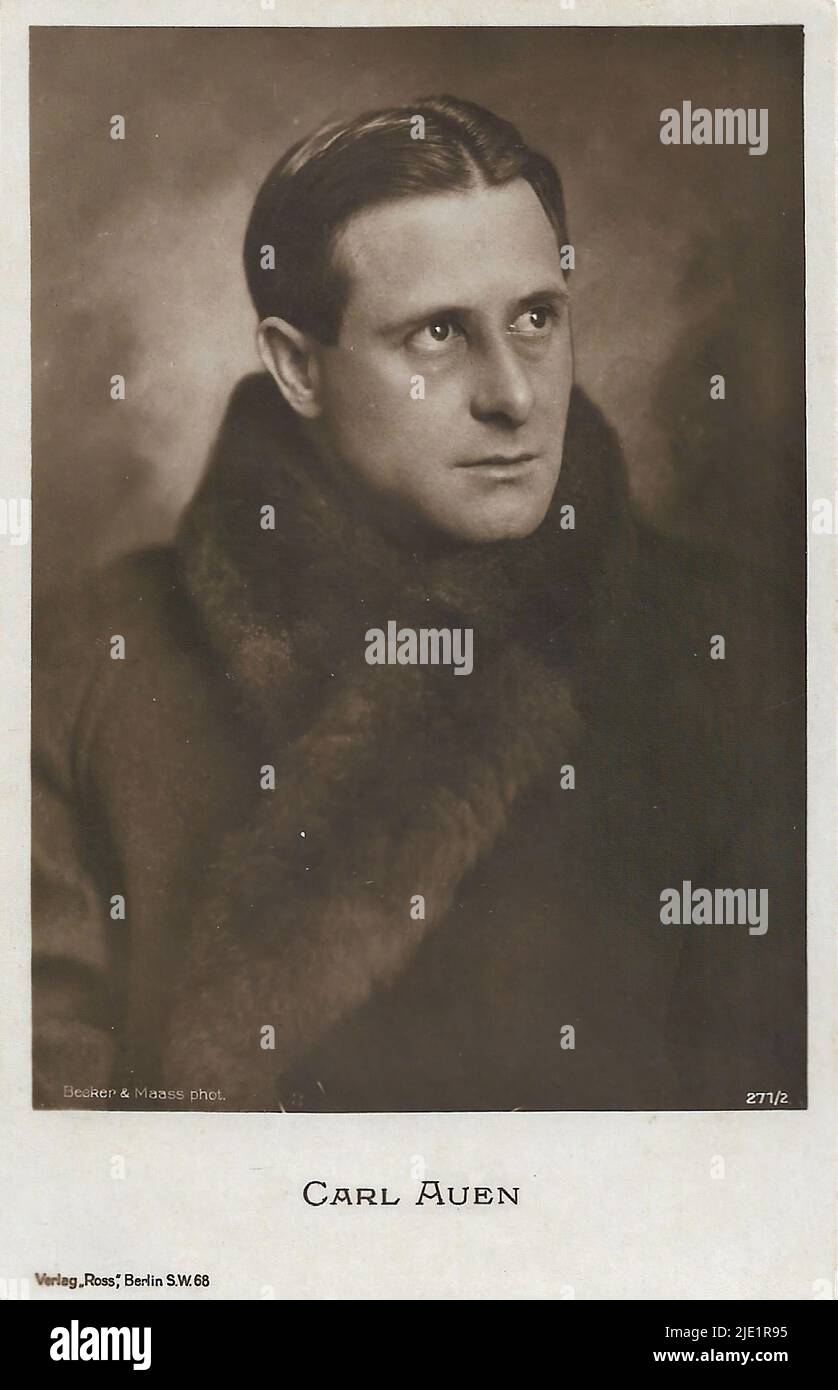 Portrait of Carl Auen, Becker & Maass, Ross - German weimar era cinema (1918 - 1935 Stock Photo ...