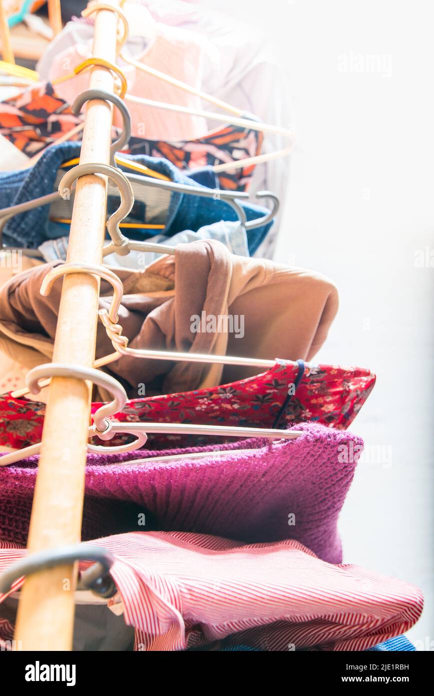 clothes on shoulders, shot from above on a white background Stock Photo ...