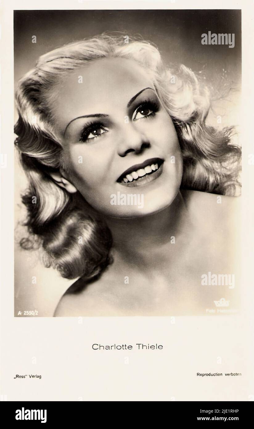 Portrait of Charlotte Thiele 001 - German Third Reich movie star Stock ...