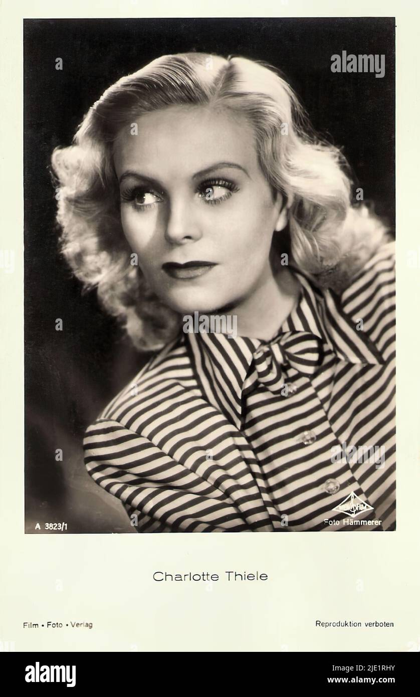 Portrait of Charlotte Thiele - German Third Reich movie star Stock ...
