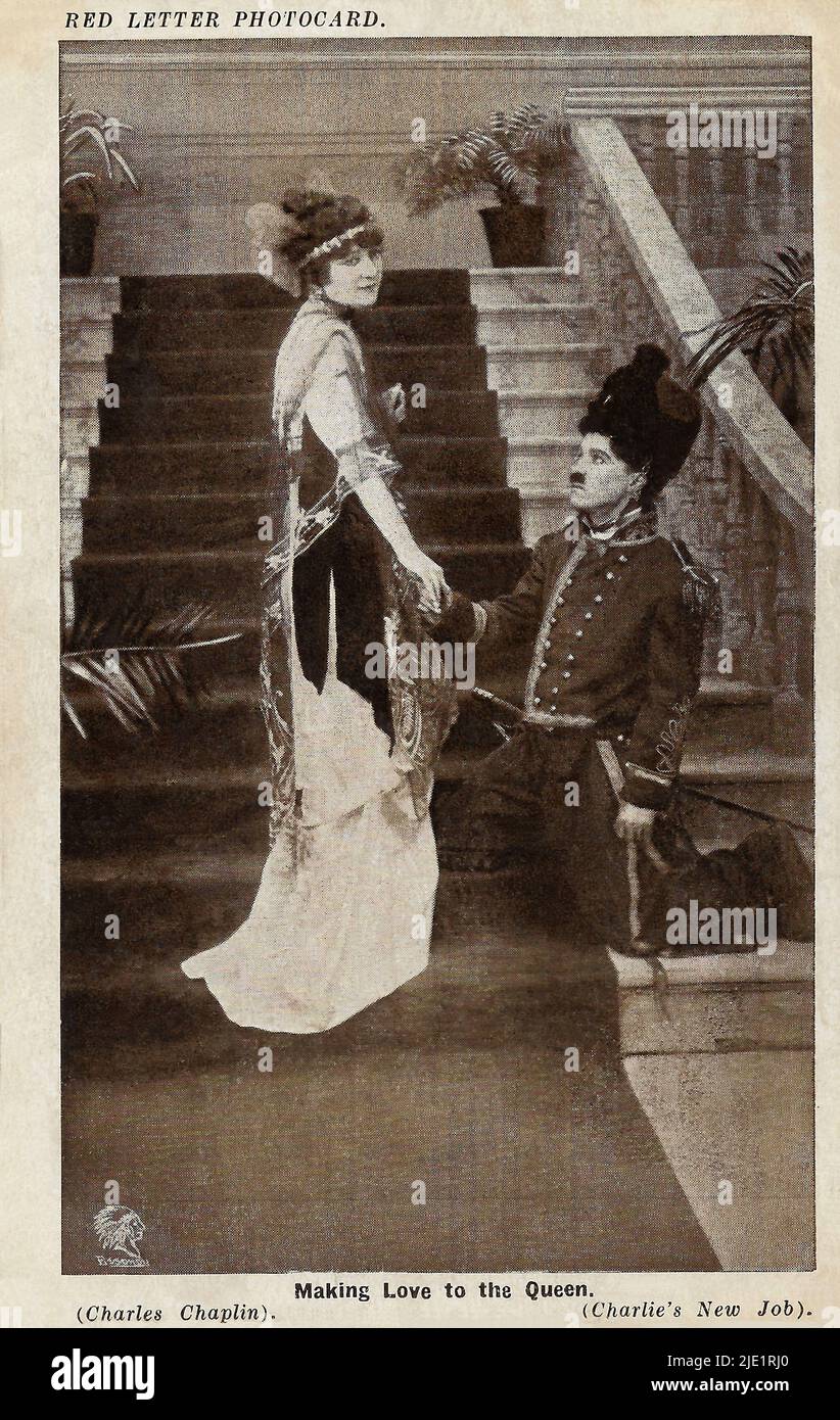 Portrait of Charlie Chaplin and Charlotte Mineau in His New Job (1915 ...