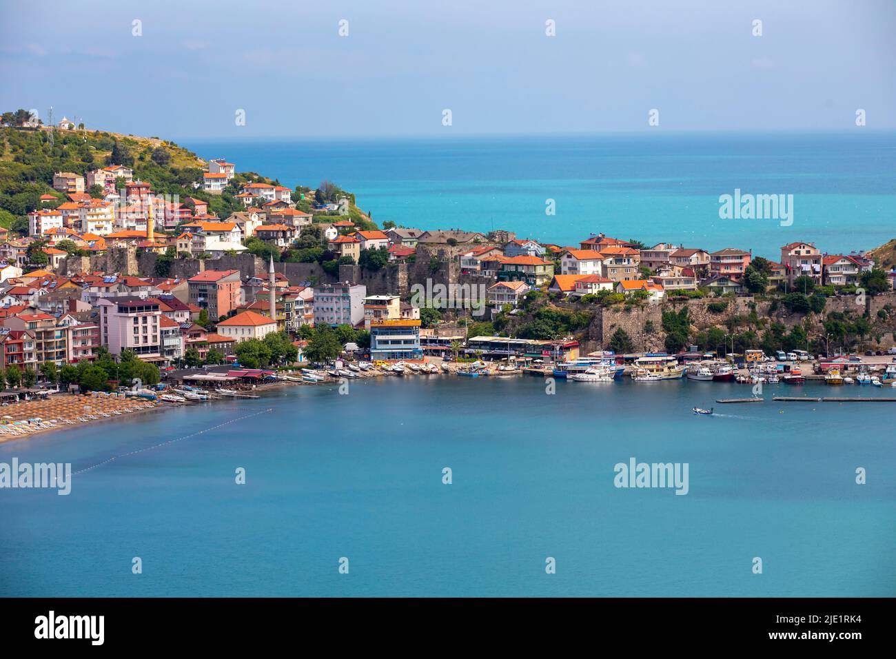 Beautiful cityscape on the mountains over Black-sea, Amasra. Amasra ...