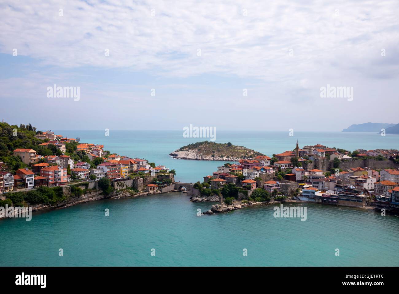 Beautiful cityscape on the mountains over Black-sea, Amasra. Amasra ...