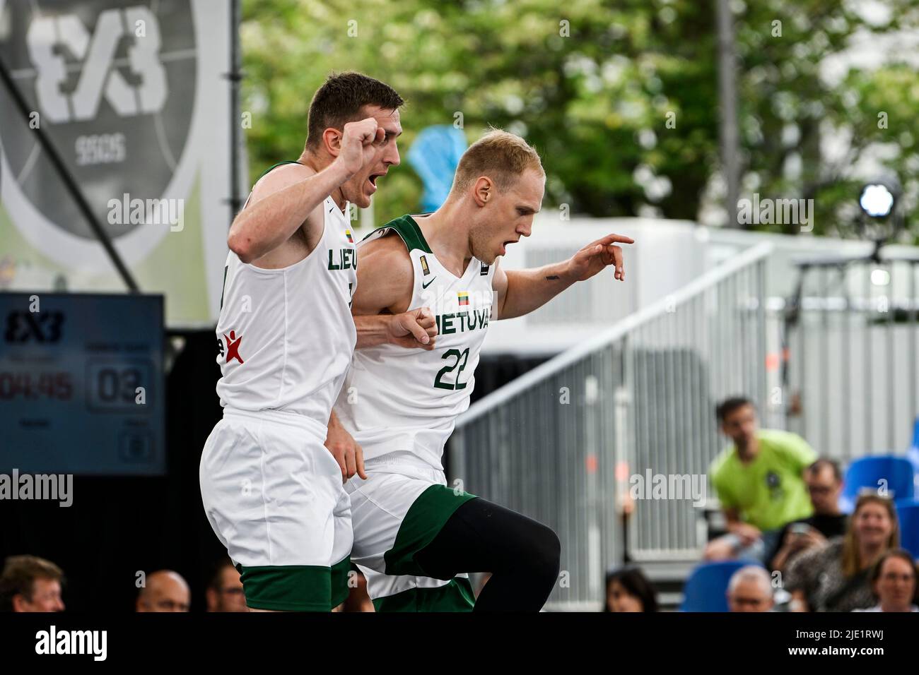 Antwerp, Belgium. 24th June 2022. Lithuania's Ignas Vaitkus and Lithuania's Marijus Uzupis ...