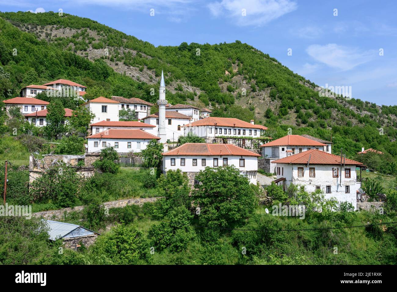 The Pomak village of Kottani with its traditional Ottoman style houses ...