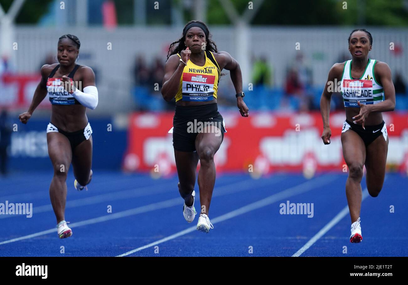 Asha Philip in the Women's 100m Heats during day one of the Muller UK ...
