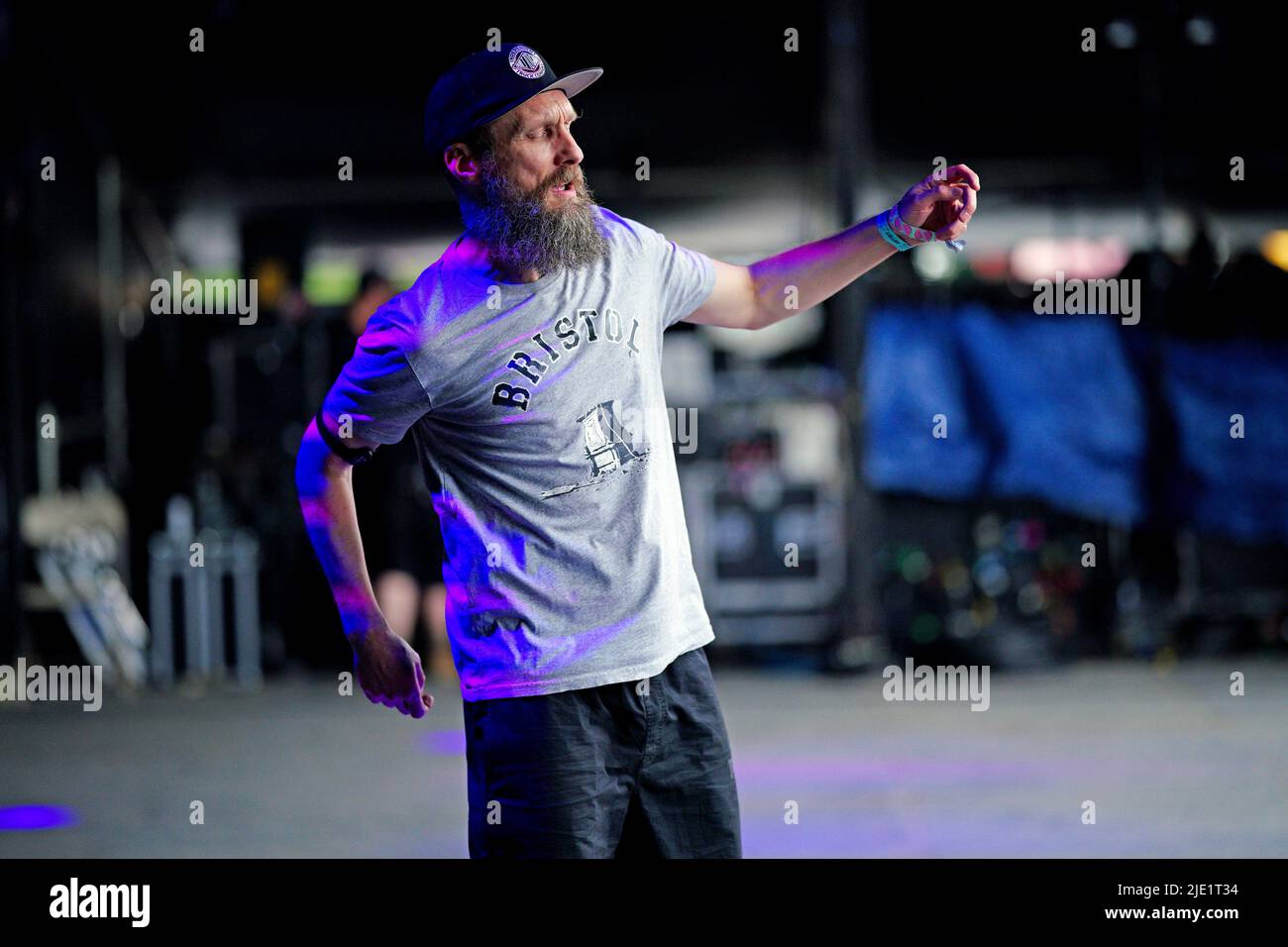 Andrew Fearn of the Sleaford Mods performs during the Glastonbury ...