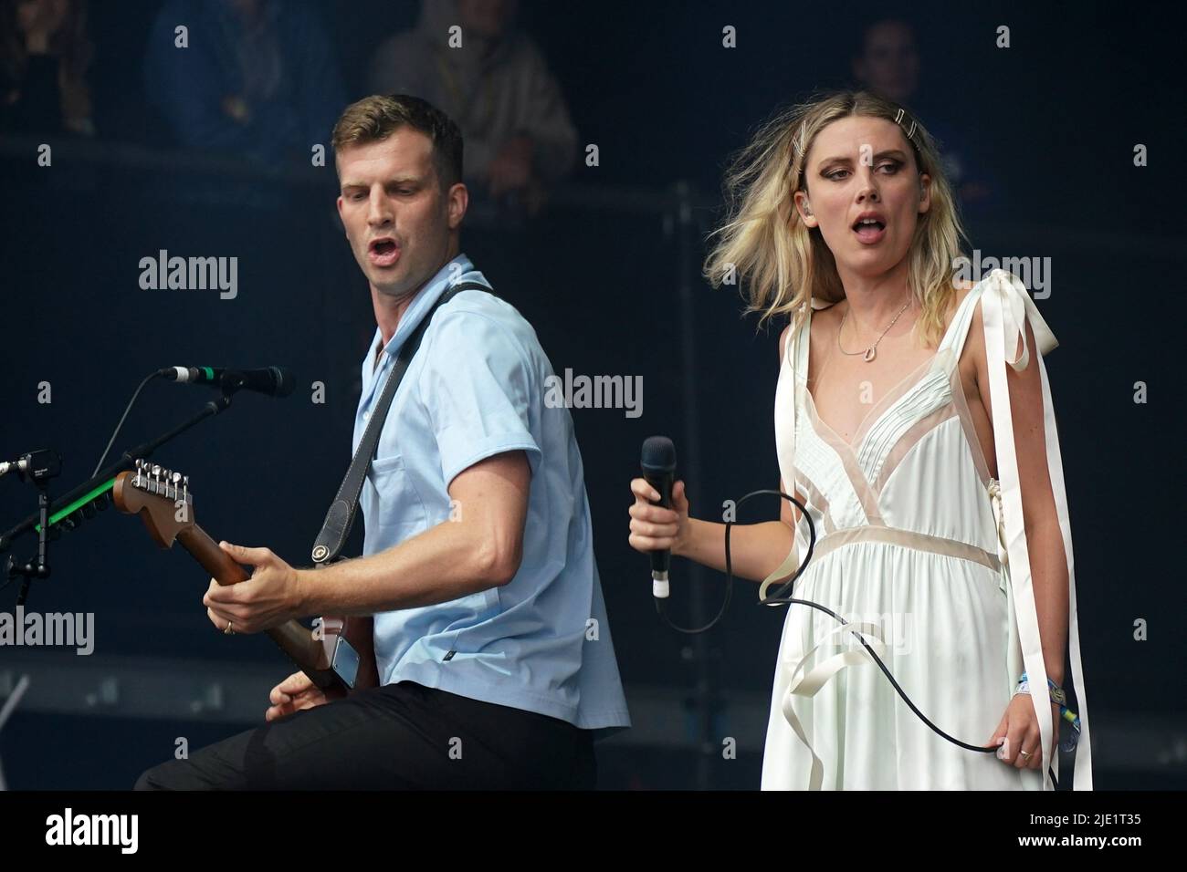 Ellie Rowsell and Joff Oddie of Wolf Alice performing on the Pyramid ...