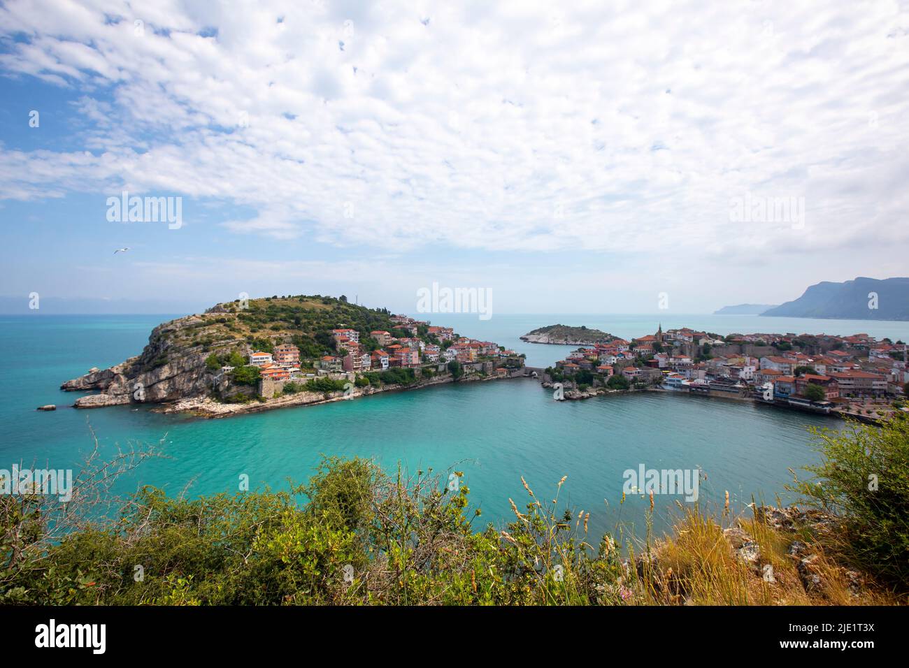 Beautiful cityscape on the mountains over Black-sea, Amasra. Amasra ...
