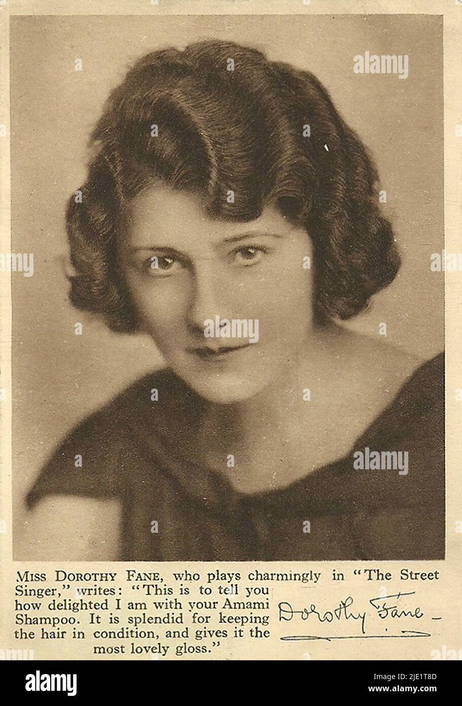Portrait of Dorothy Fane - British silent cinema Stock Photo - Alamy