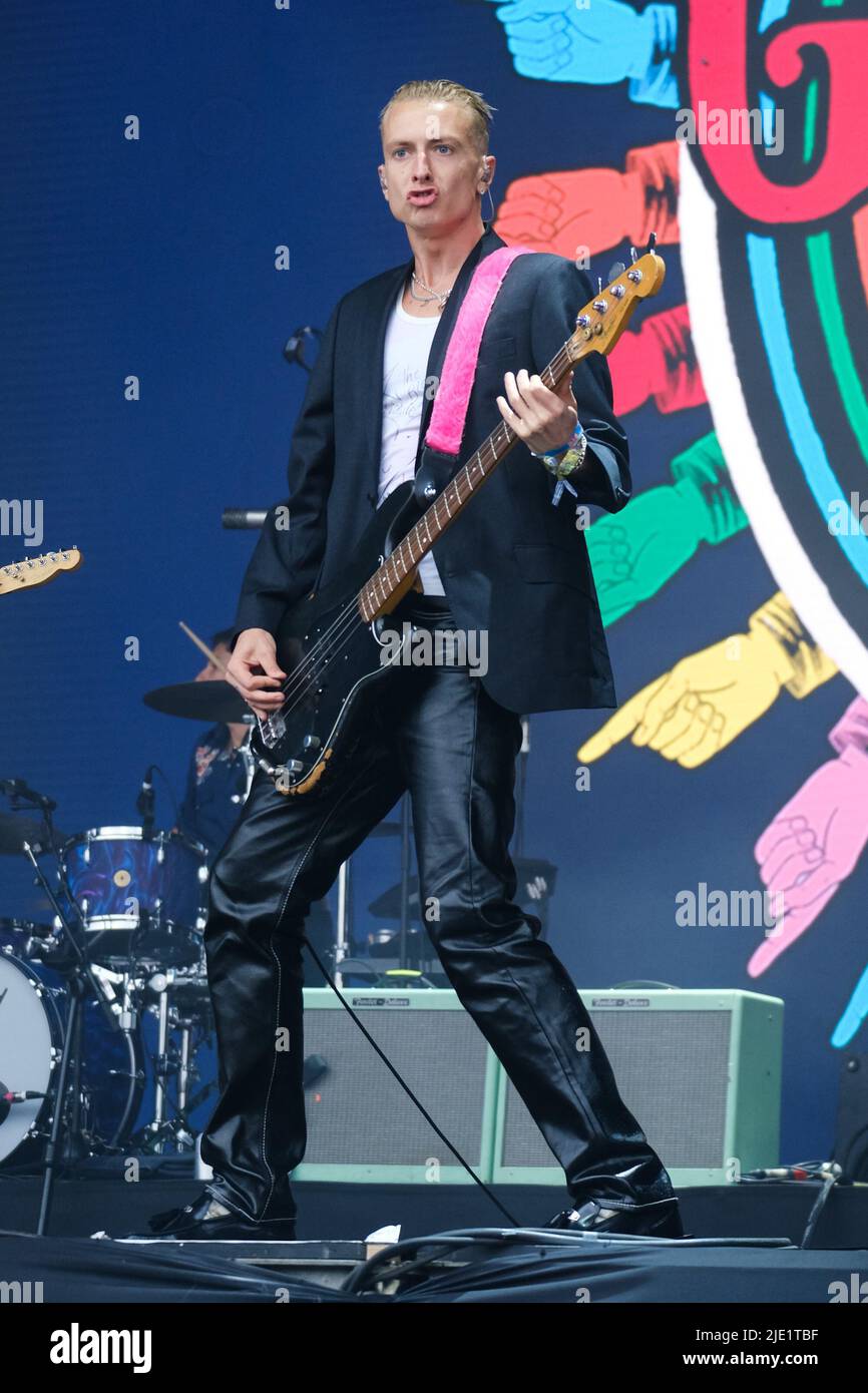 Glastonbury, UK. 24th June, 2022. UK. Friday, Jun. 24, 2022. Theo Ellis ...