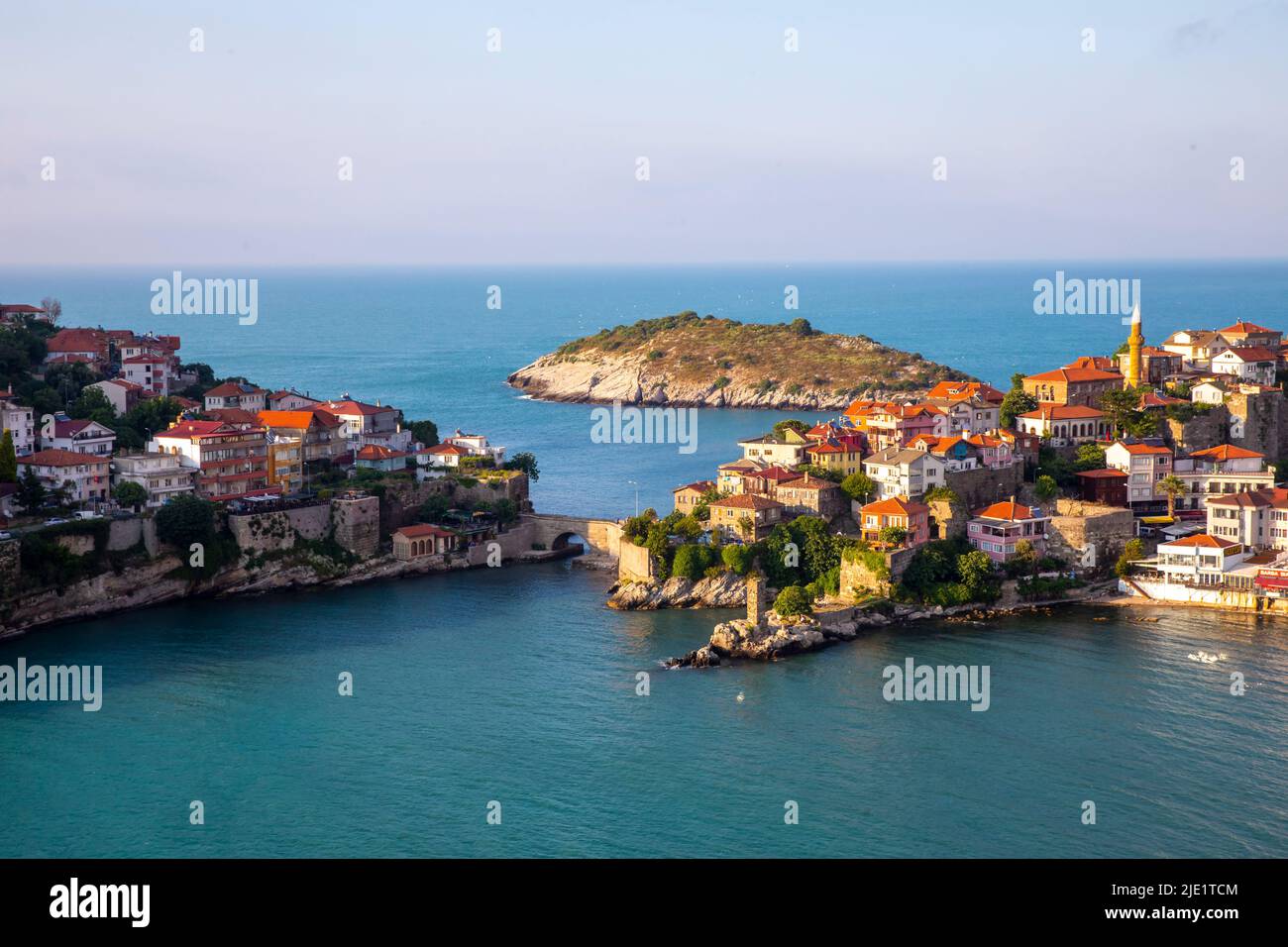 Beautiful cityscape on the mountains over Black-sea, Amasra. Amasra ...