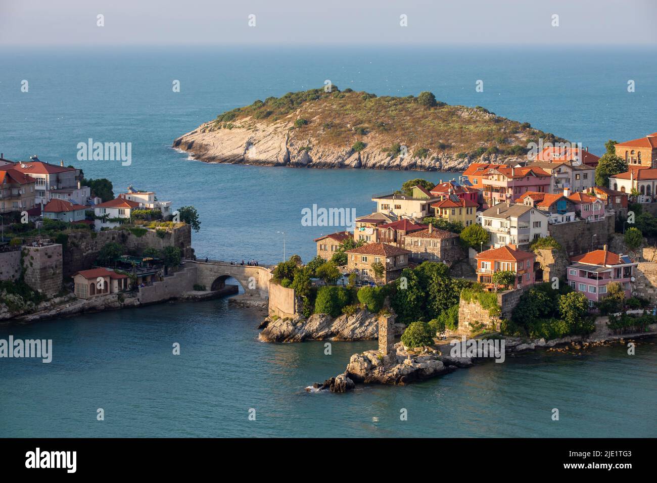 Beautiful cityscape on the mountains over Black-sea, Amasra. Amasra ...