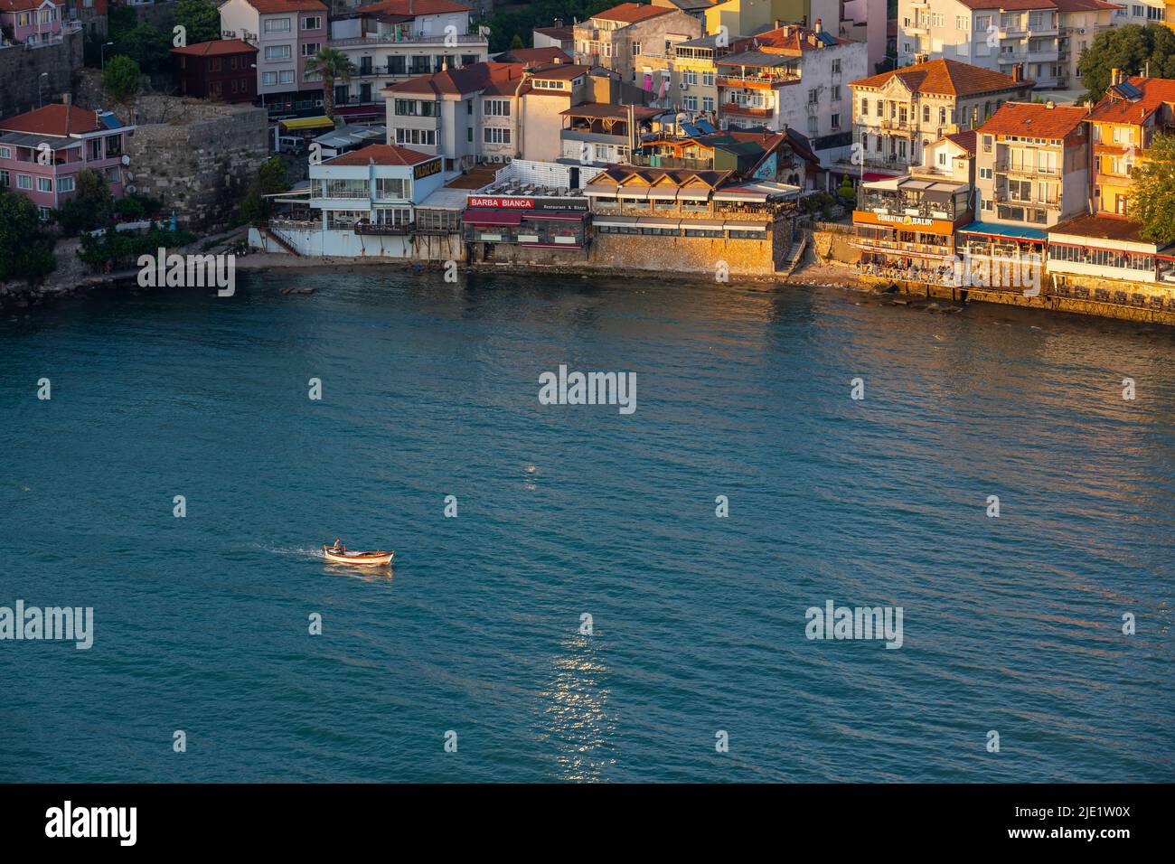 Beautiful cityscape on the mountains over Black-sea, Amasra. Amasra traditional Turkish ...