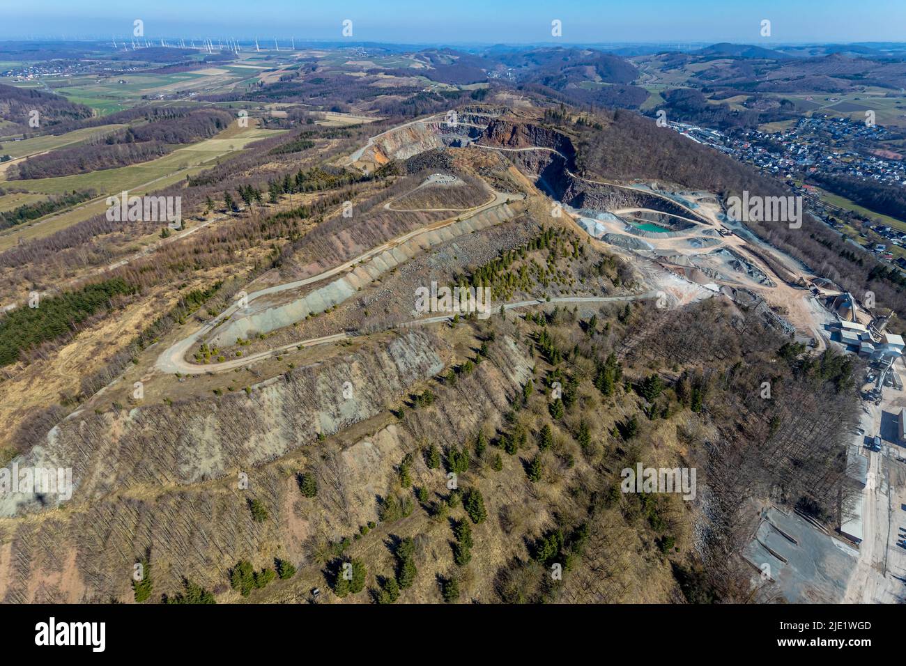 Aerial view, Bilstein Quarry, Westdeutsche Grauwacke-Union, Brilon ...