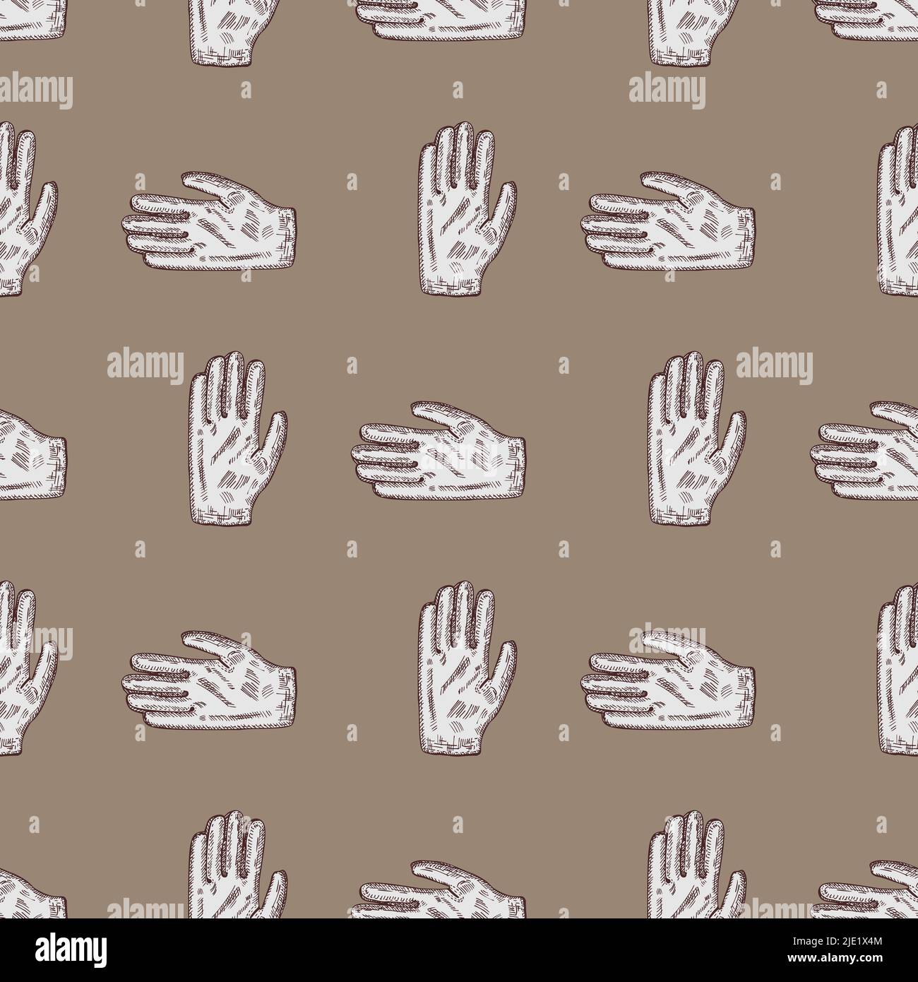 Football glove sketch seamless pattern. Vintage element of goalkeeper ...