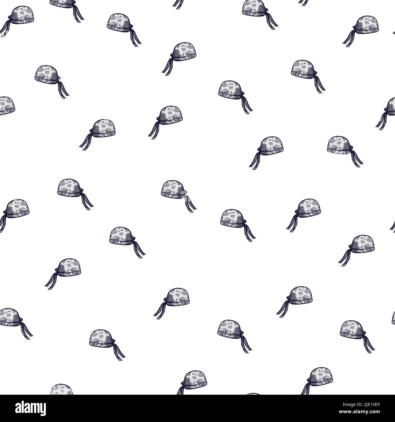Bandana chef hat seamless pattern engraving. Vintage cooking background ...