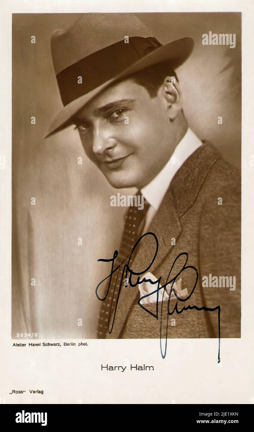 Portrait of Harry Halm - German weimar era cinema (1918 - 1935 Stock ...