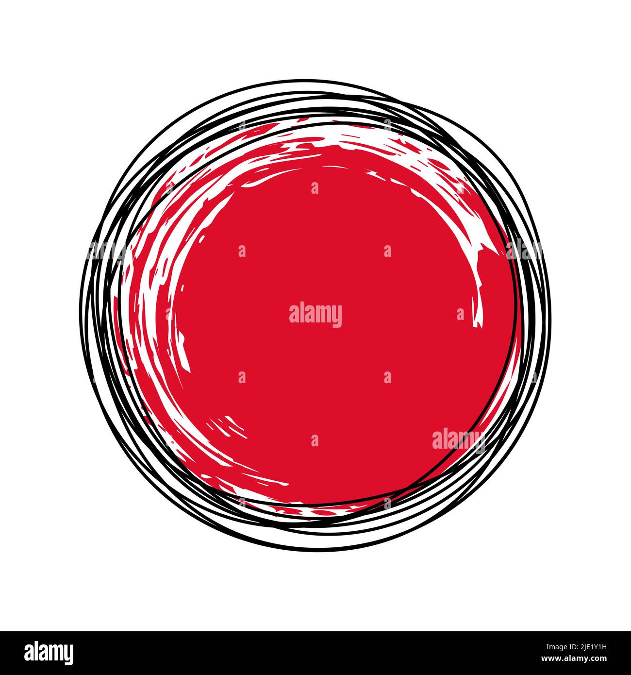 Tangled scribbled circle hand drawn with thin line, divider shape ...