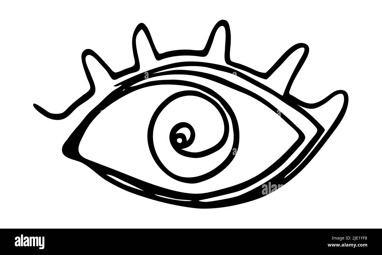 Hand drawn stylized eye design hand painted with ink pen, isolated on ...