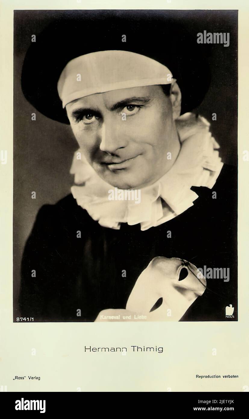Portrait of Hermann Thimig in Karneval und Liebe (1934) - German Third Reich movie star Stock ...