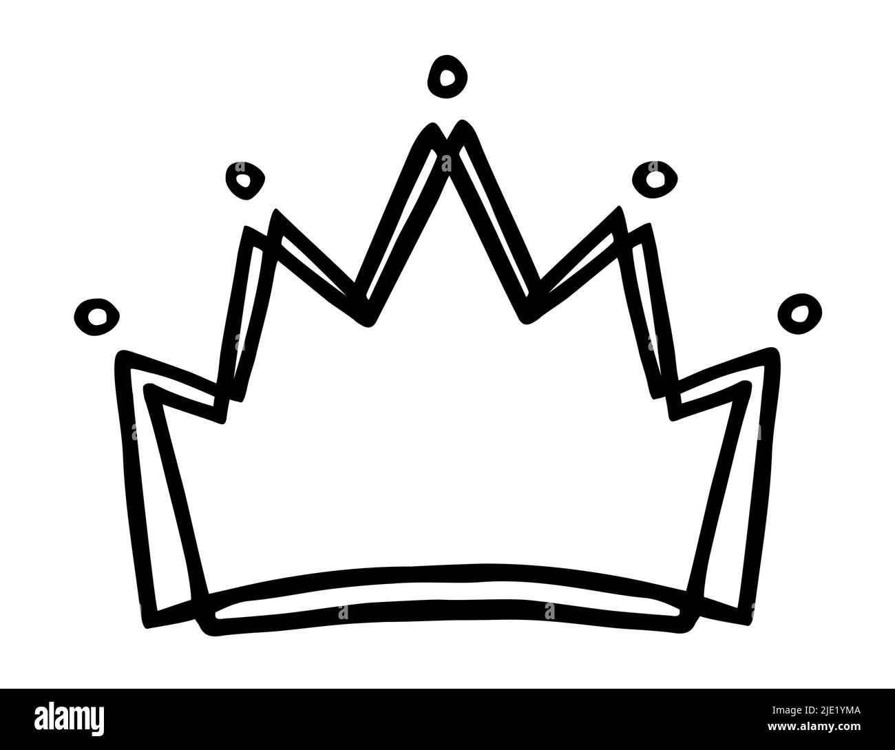Hand drawn stylized crown design hand painted with ink pen, isolated on ...