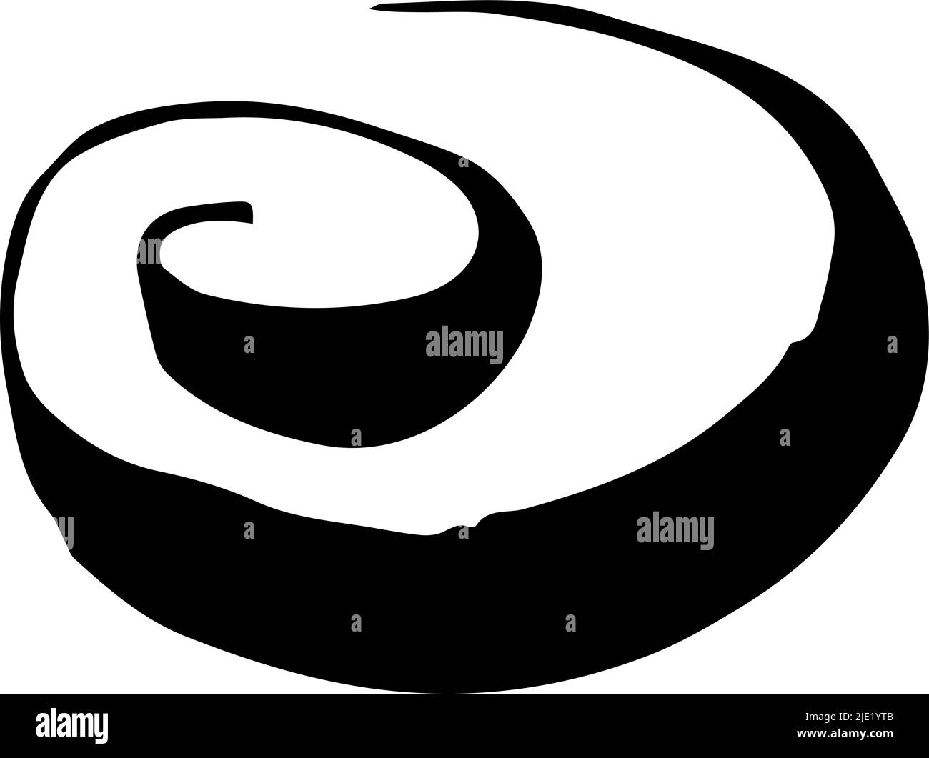 Round swirl symbol, hand painted with ink brush, isolated on white ...