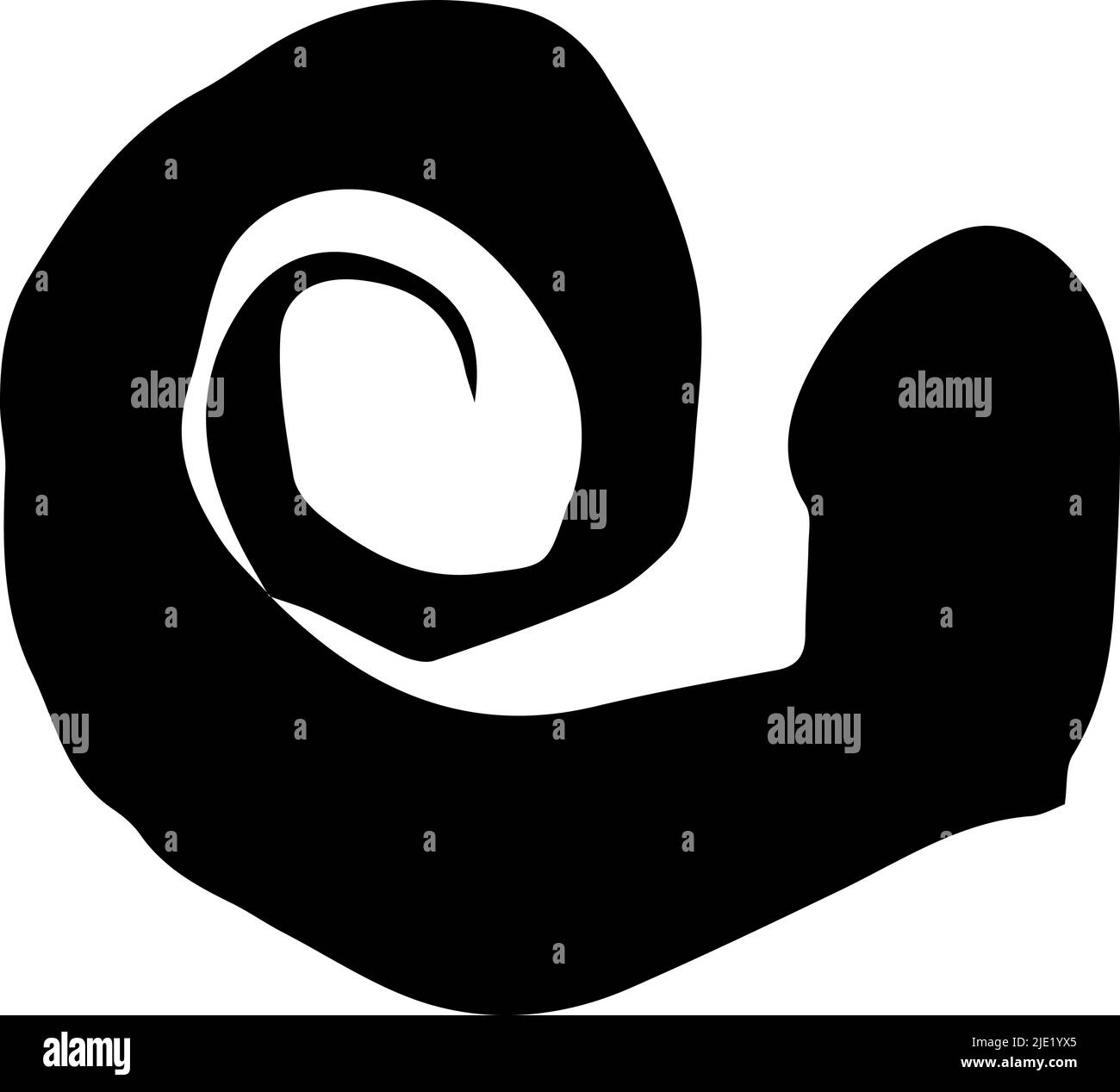 Round swirl symbol, hand painted with ink brush, isolated on white ...