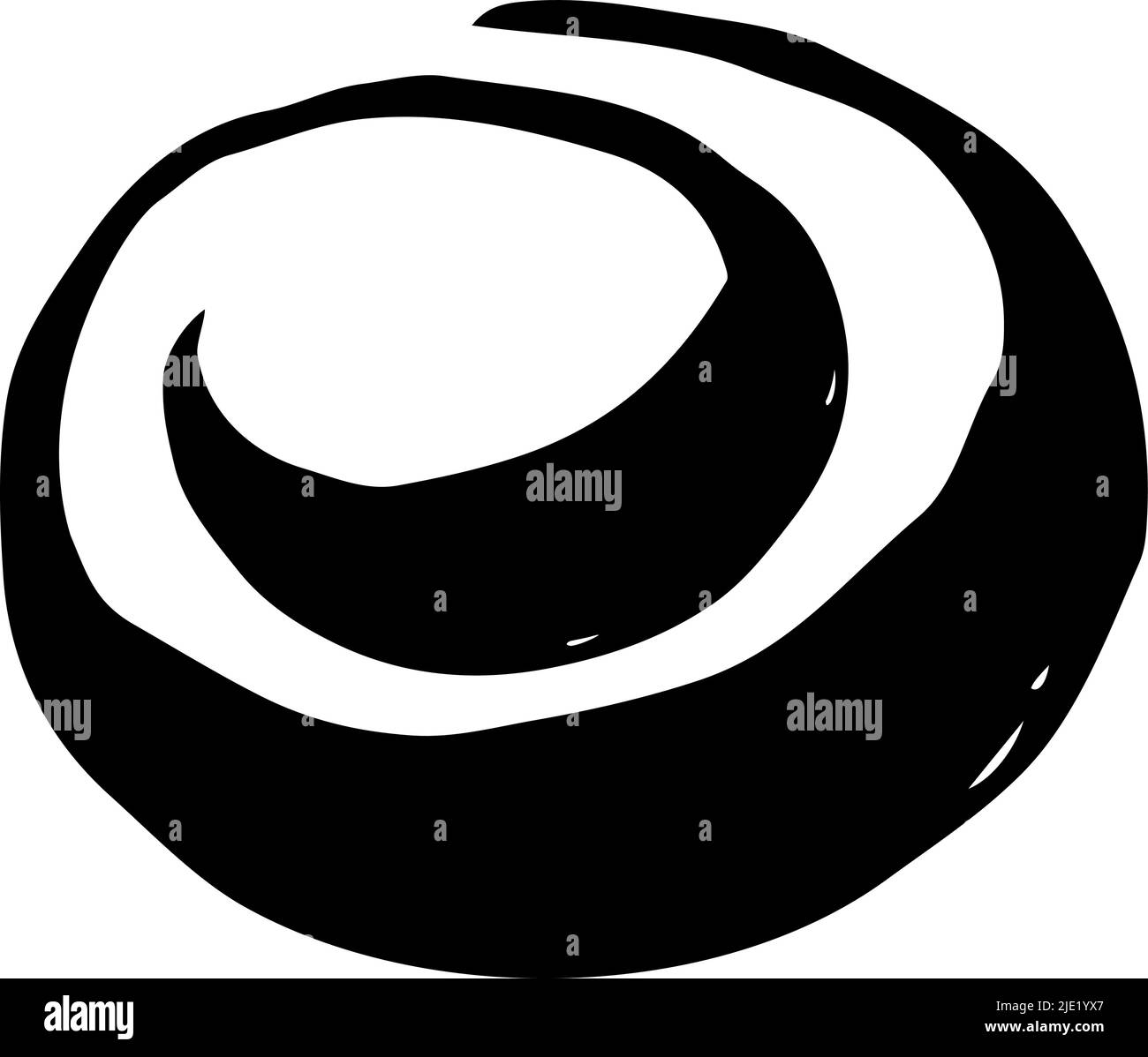 Round swirl symbol, hand painted with ink brush, isolated on white ...