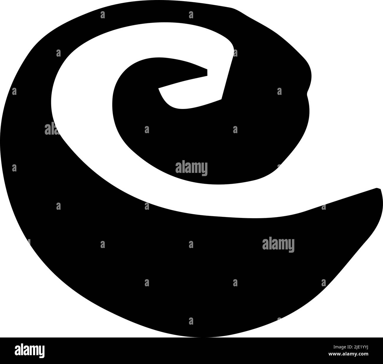 Round swirl symbol, hand painted with ink brush, isolated on white ...